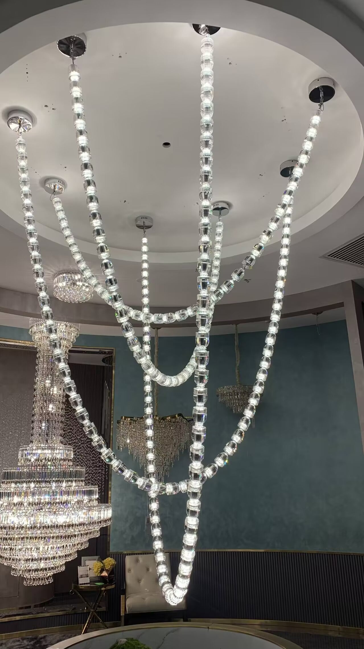 Modern Crystal Bullet Necklace Chain Chandelier for Living Room/Stairc ...