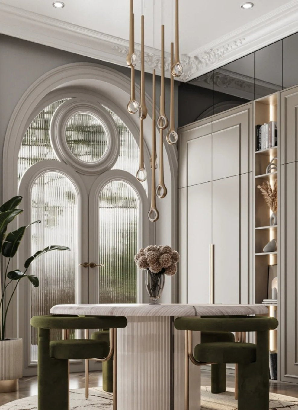 Modern Floating Long Gold Pendant Celing Chandelier for Living Room/Hi ...