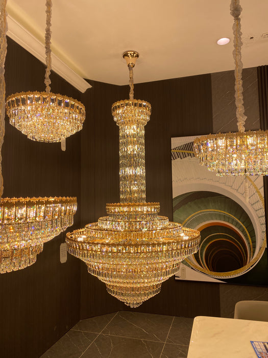 Luxury Multi-tiered Extra Large Conical Crystal Chandelier for High Ce ...
