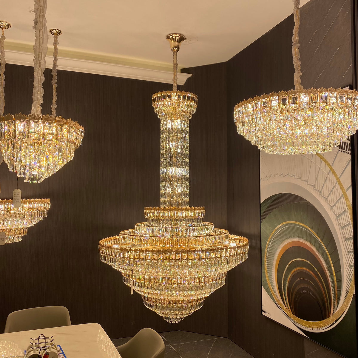 Luxury Multi-tiered Extra Large Crystal Chandelier For High Ceiling Li ...