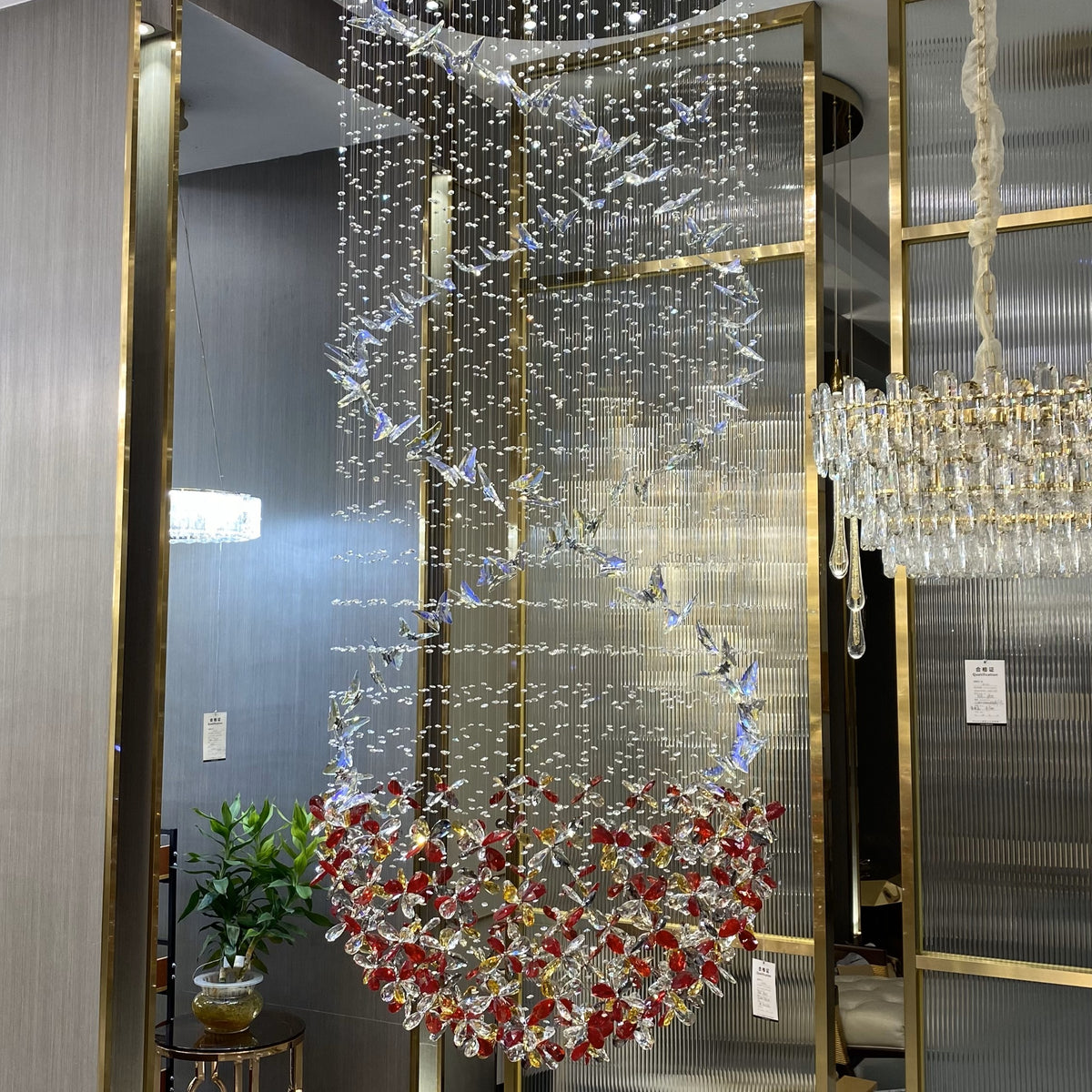 Creative Spiral Butterfly Colorful Flower Crystal Chandelier for Livin ...