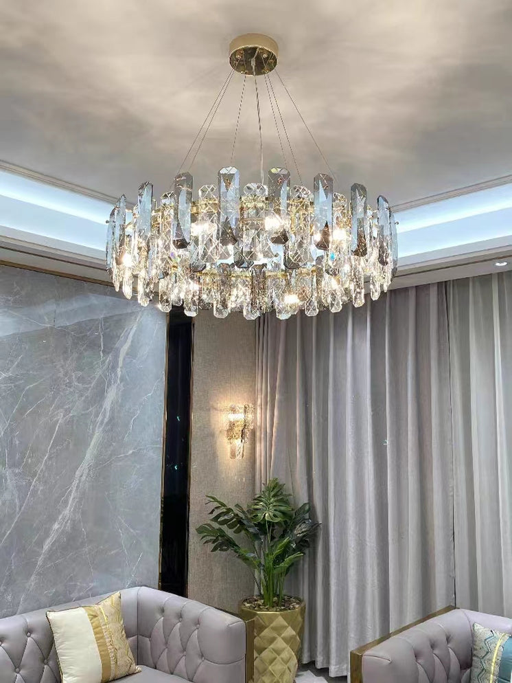 Modern Smoky Gray Crystal Chandelier Gleamy Light Fixture for Living/D ...