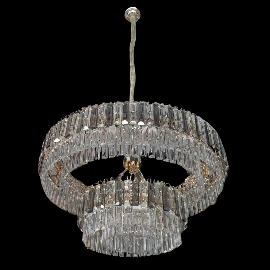 Modern Light Luxury 2-Tier Round Crystal Chandelier — Lyfairs