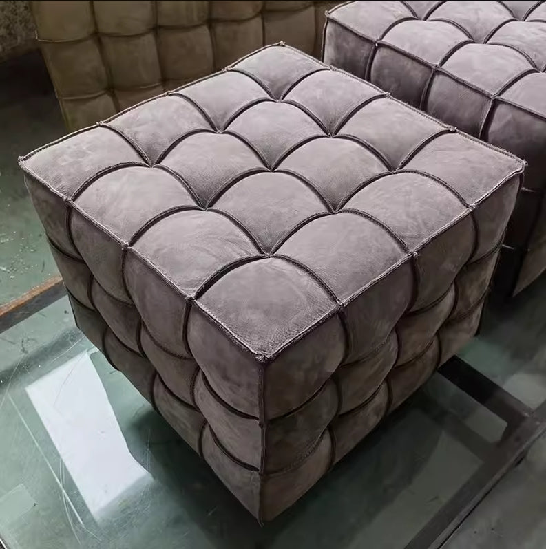 Nubuck Cube Stool for Living Room/Cloakroom — Lyfairs