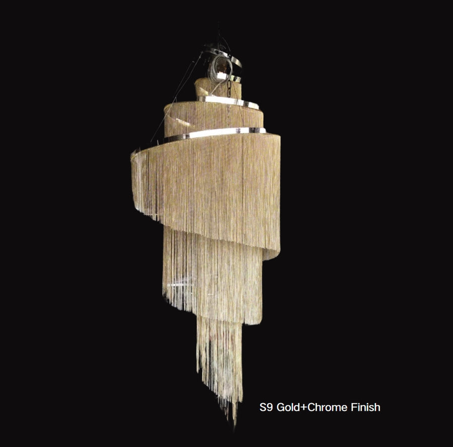 Extra Large Multi-layered Post-Modern Luxury Metal Chains Chandelier f ...