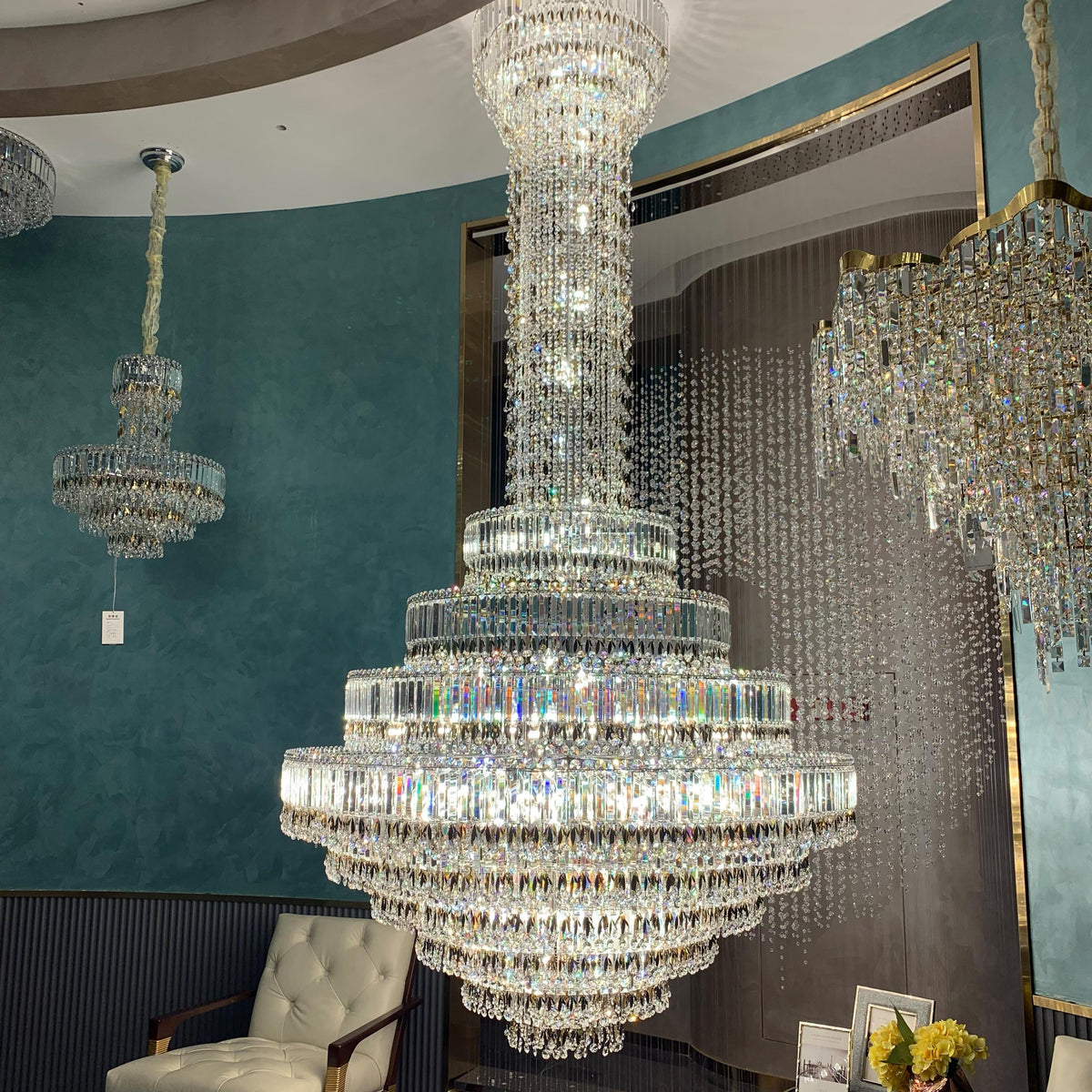 Luxury Empire Leaves Funnel Crystal Chandelier for Staircase/Foyer/Liv ...
