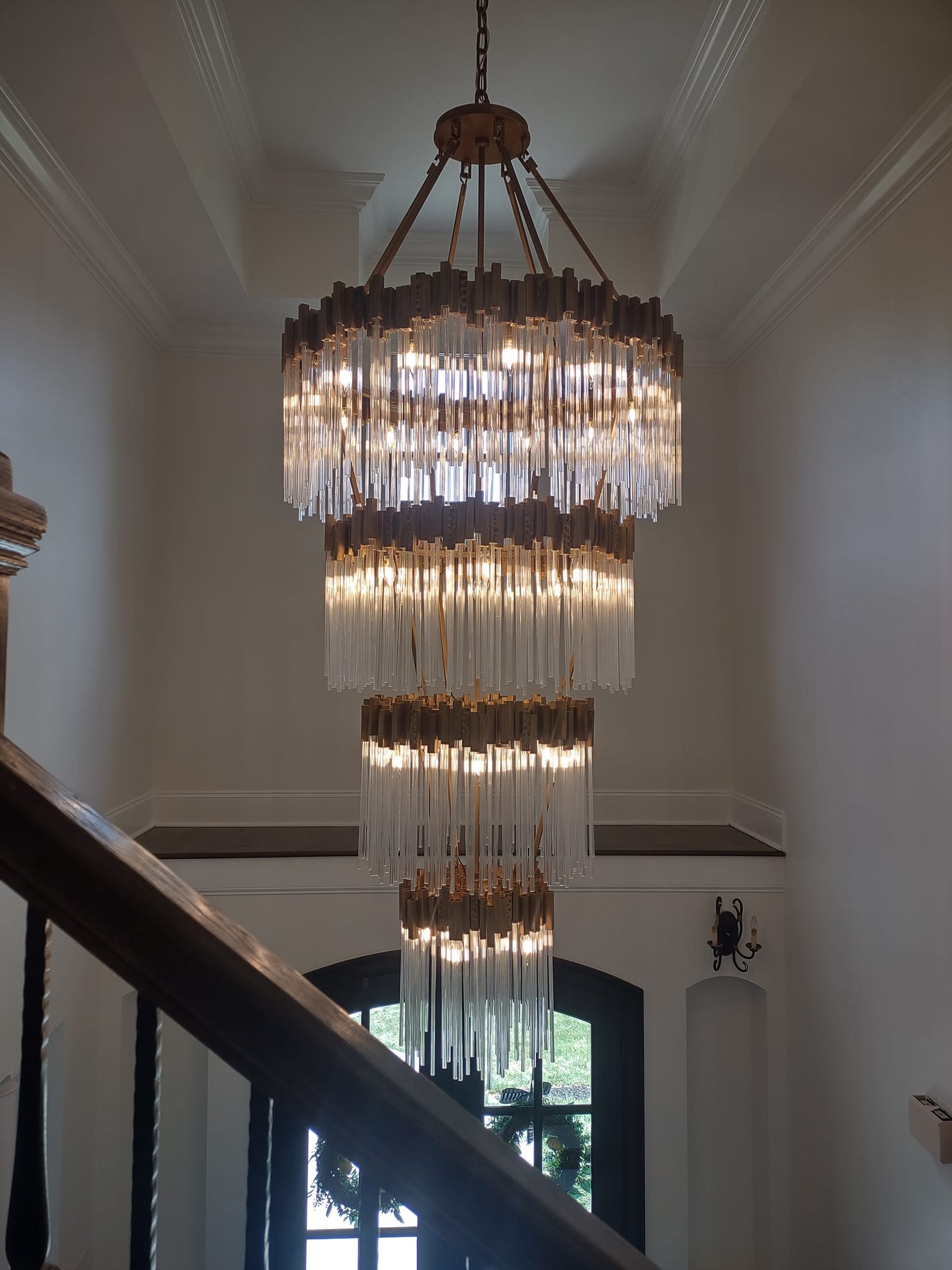 Large Elegant Multi-layers Glam Glass Chandelier for High-ceiling Stai ...