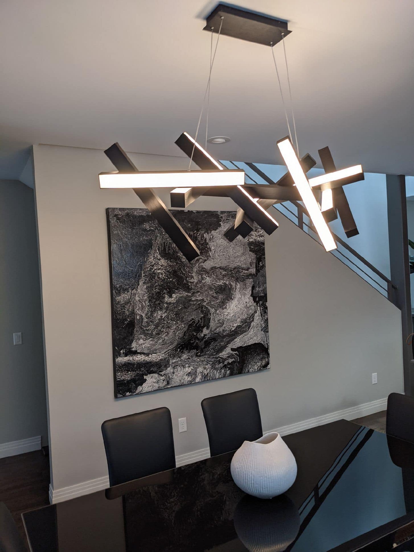 Modern Round/Linear Geometric Aluminum LED Chandelier for Dining Room ...