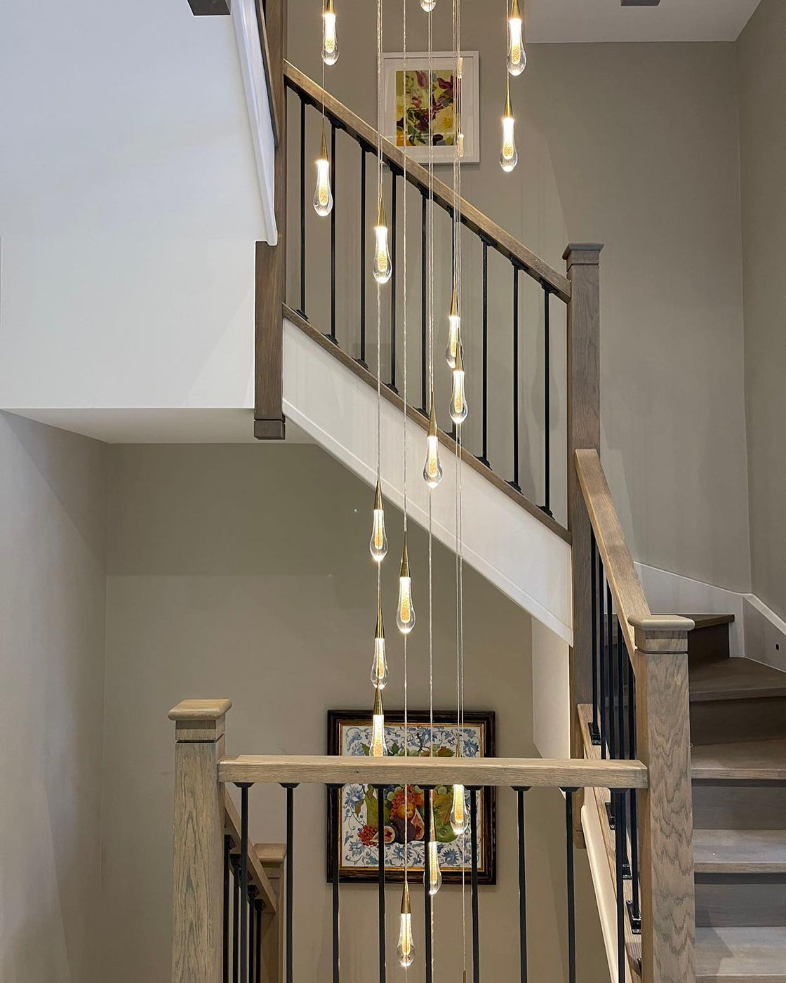 Modern Cascade Raindrop Round Spiral Crystal Chandelier for Staircase ...