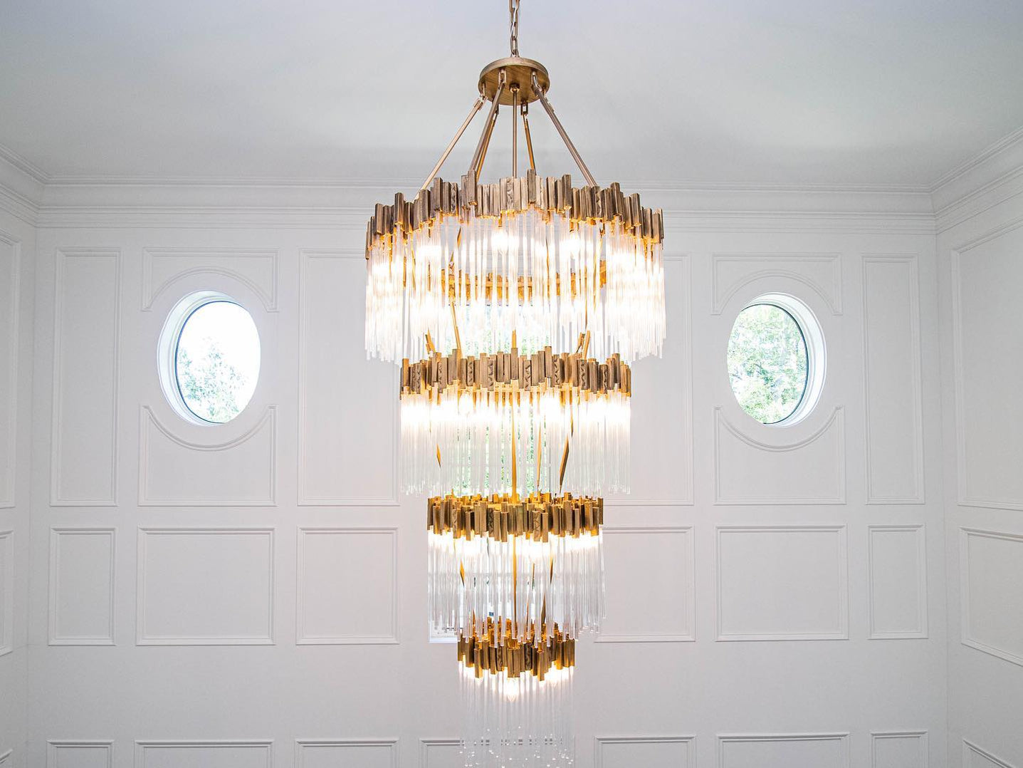Large Elegant Multi-layers Glam Glass Chandelier for High-ceiling Stai ...