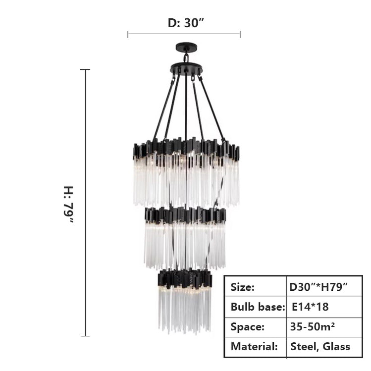 Large Elegant Multi-layers Glam Glass Chandelier for High-ceiling Stai ...