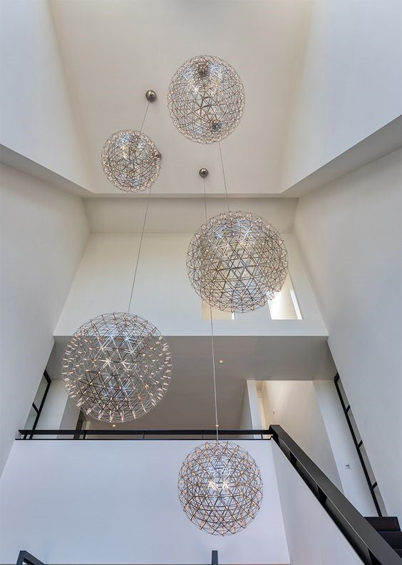 Round Starry Sky Chandelier Light Fire Ball Ceiling Lighting for Livin ...