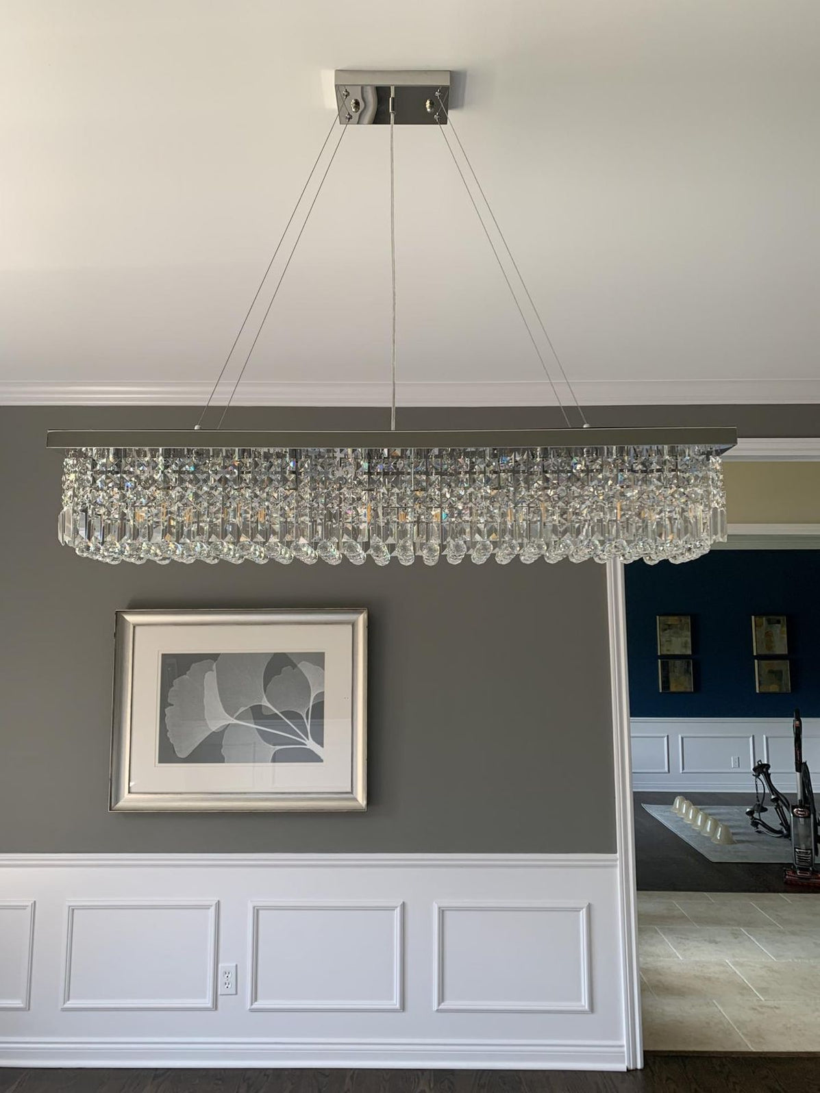Modern Crystal Light Fixtures Rectangle Chandelier For Kitchen Island ...