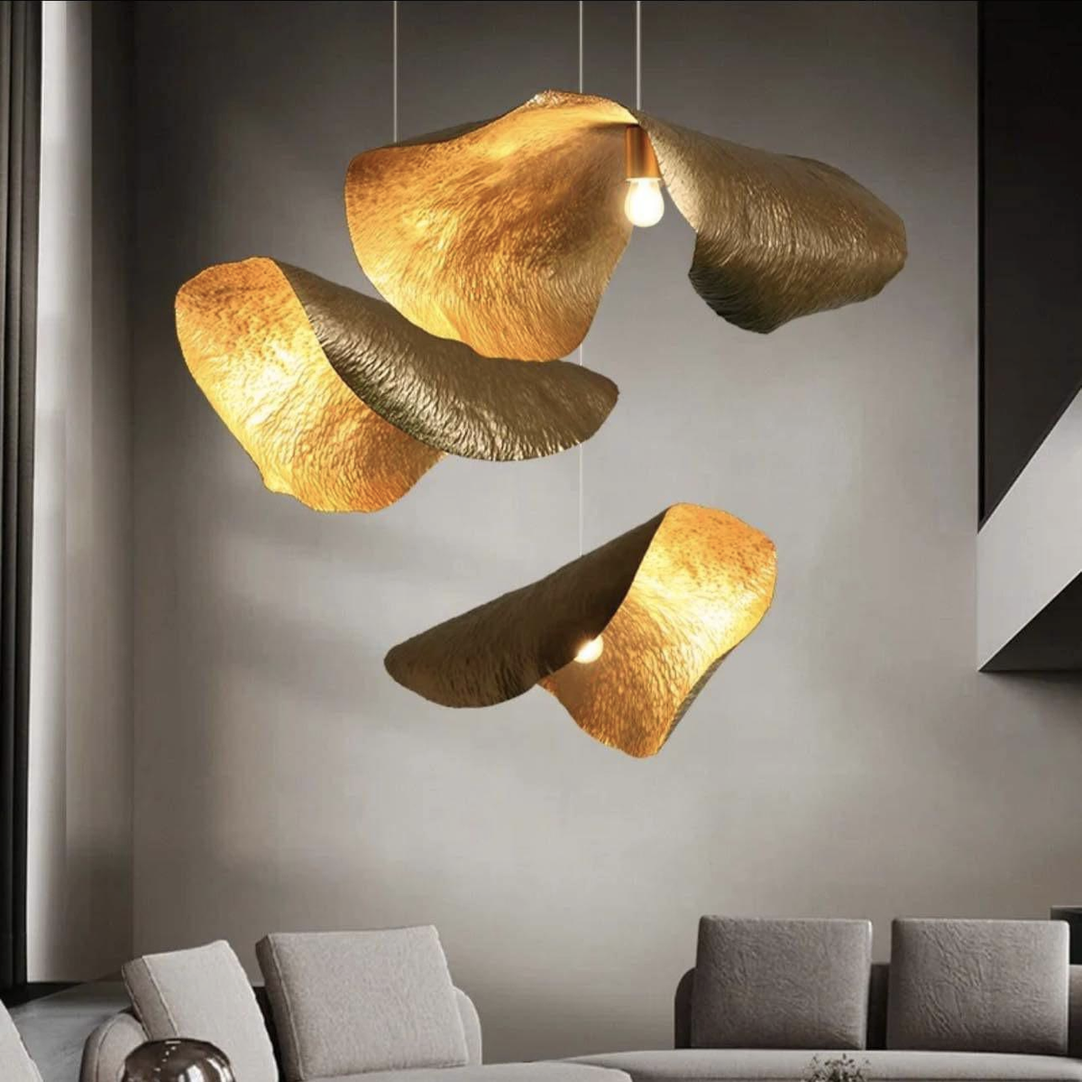 Postmodern Withered Leaf Parlor Pendant Lighting Fixture in Brass — Lyfairs