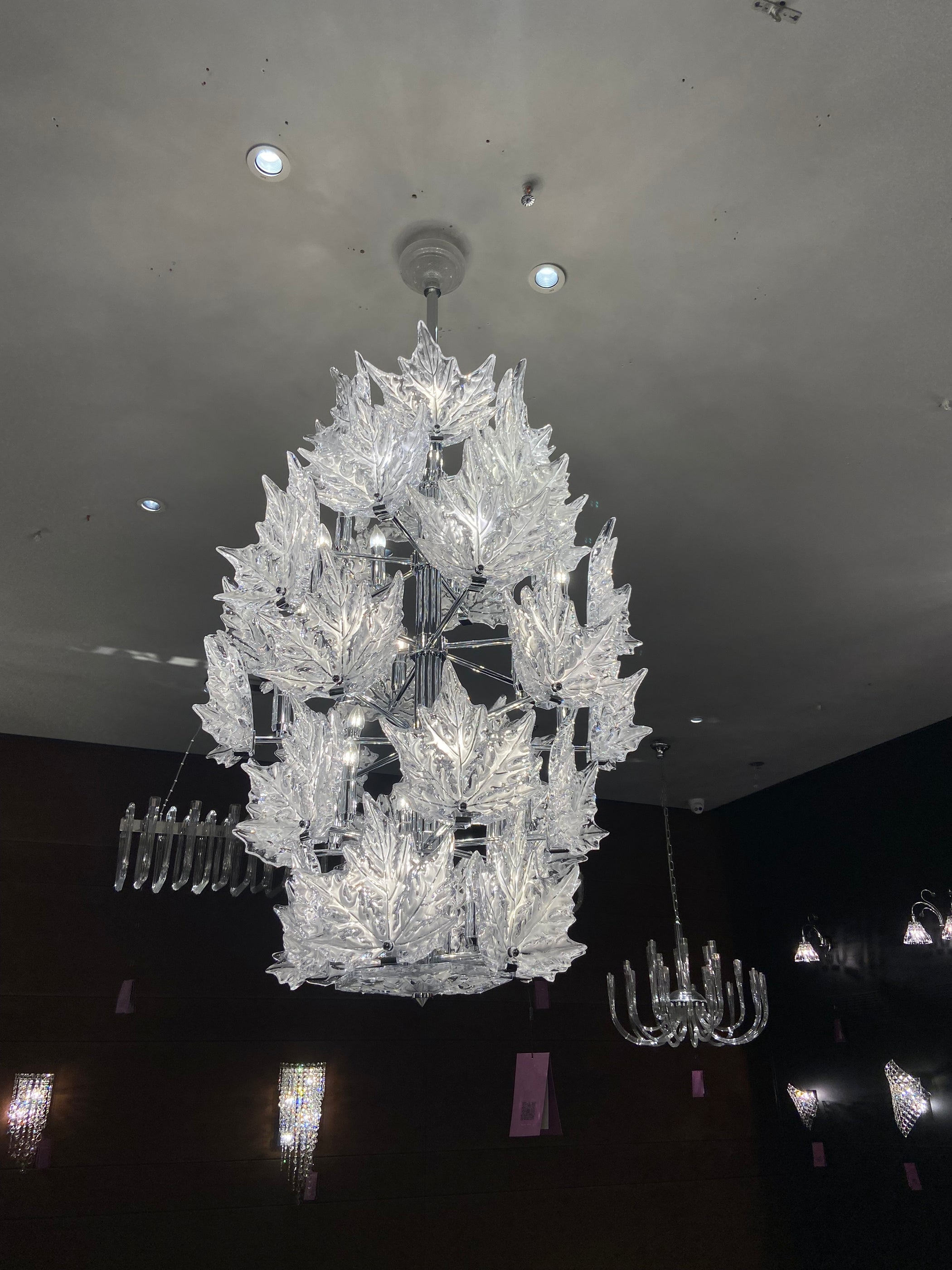 Modern Creative Clear Crystal Maple Leaf Chandelier for Living Room/Be ...