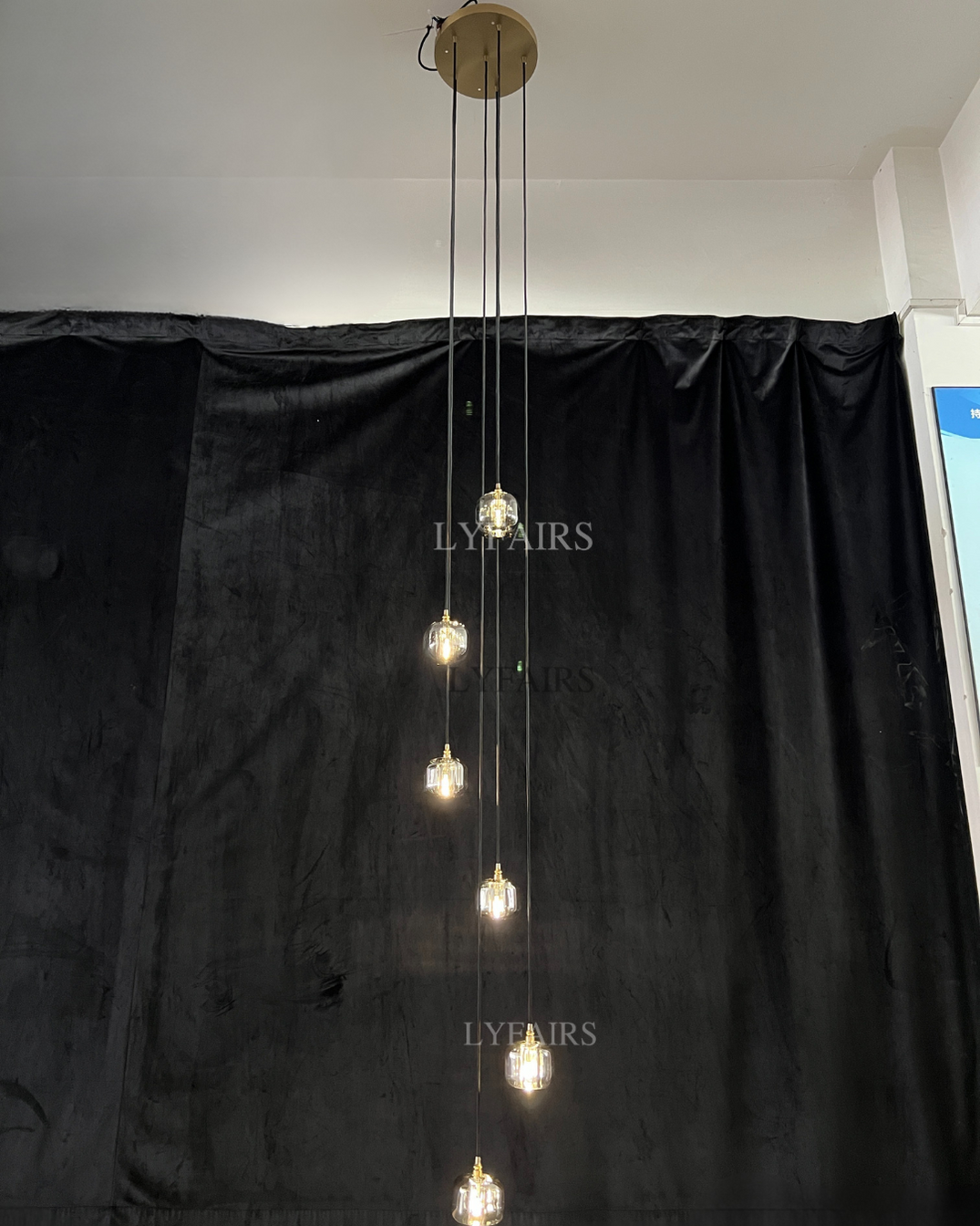 Post-modern Extra-long Pendant Light Fixtures for Staircase/High-ceili ...