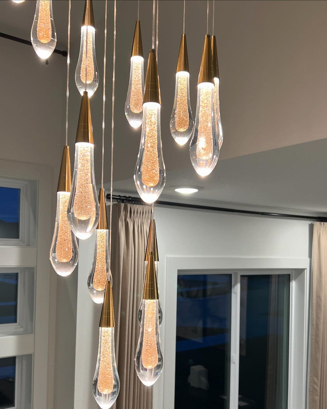 Modern Cascade Raindrop Round Spiral Crystal Chandelier for Staircase ...