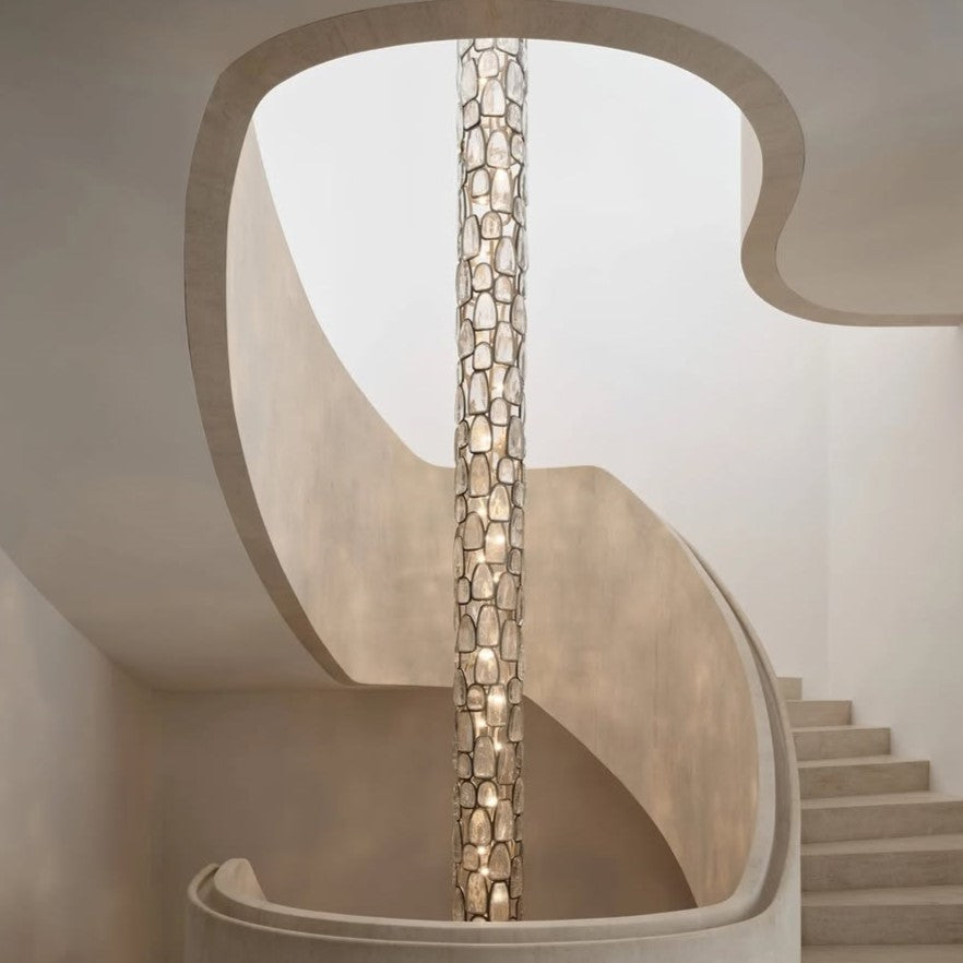 Extra Long Flush Mount Ripple Glass Chandelier for High-ceiling — Lyfairs