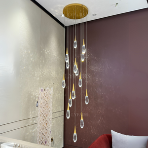 Modern Exquisite Floating Crystal Waterdrop Chandelier with Gold Leaf ...