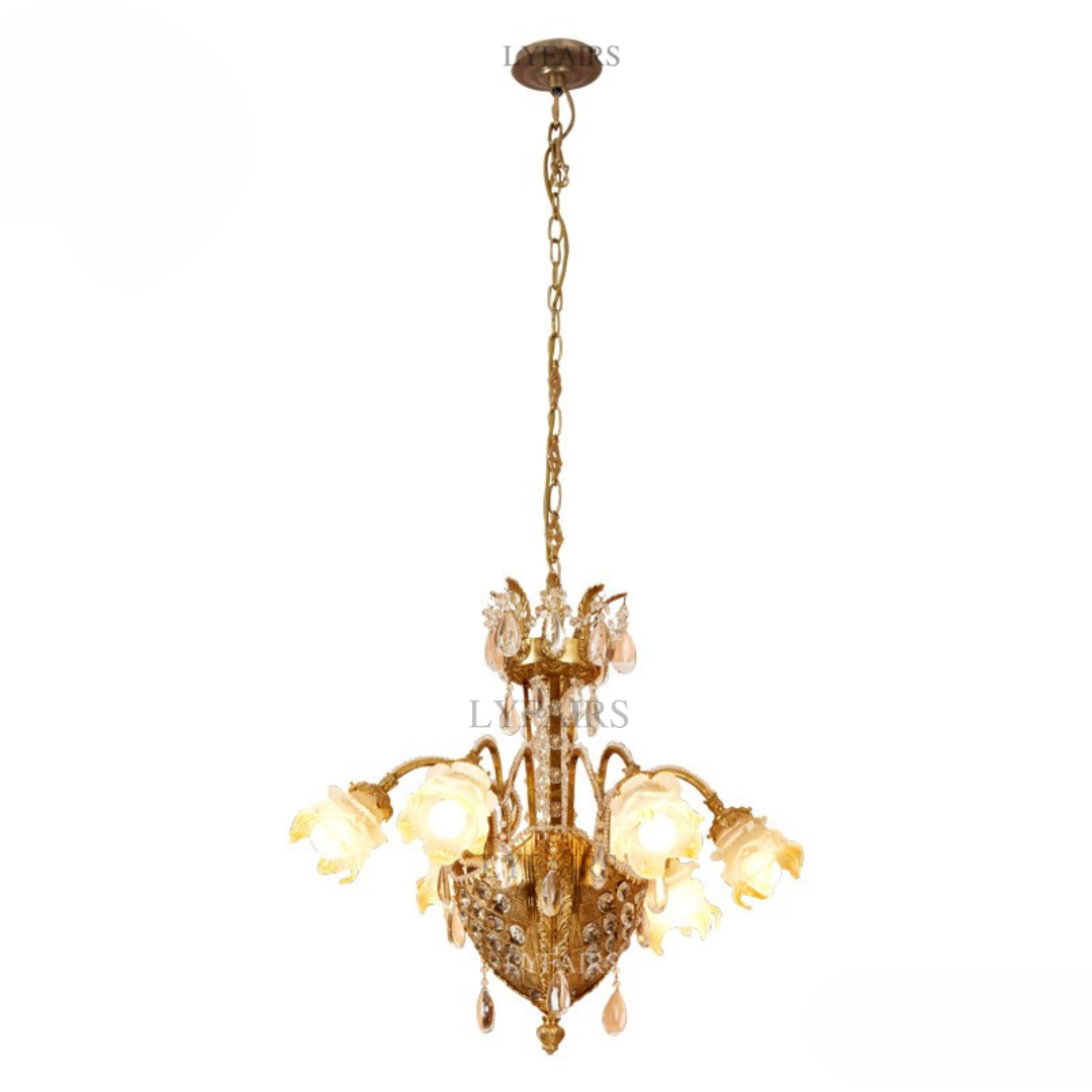 LYFAIRS x FH&Home Baroque Floral Glass Crystal Chandelier for Palace ...