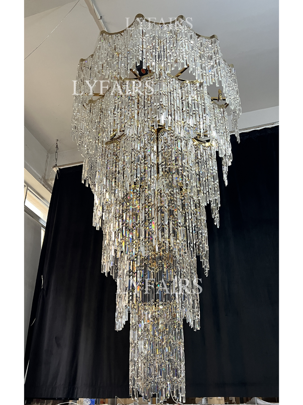 Oversized European Multi-layers Golden Luxury Crystal Chandelier Villa ...