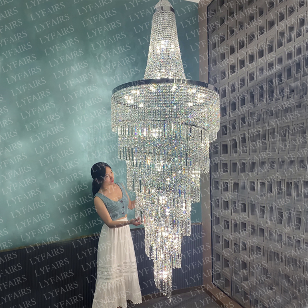 Modern Crystal Tassel Chandelier for Foyer/Staircase — Lyfairs