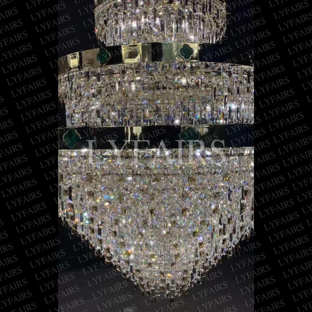 Extra Large 3-layers Conical Funnel Crystal Chandelier For High-ceilin ...