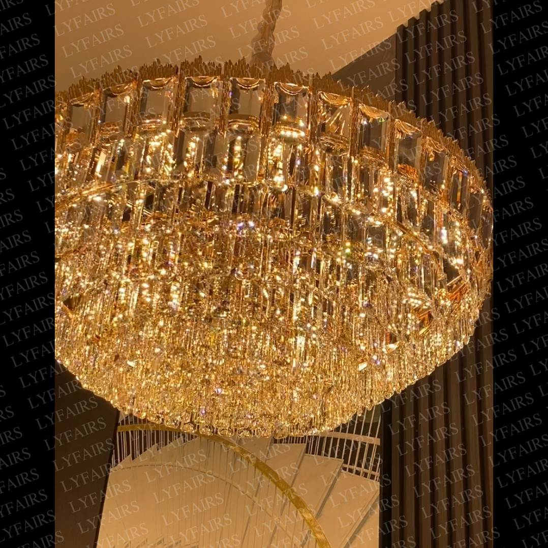 Luxury Multi-tiered Conical Funnel Crystal Chandelier for High Ceiling ...