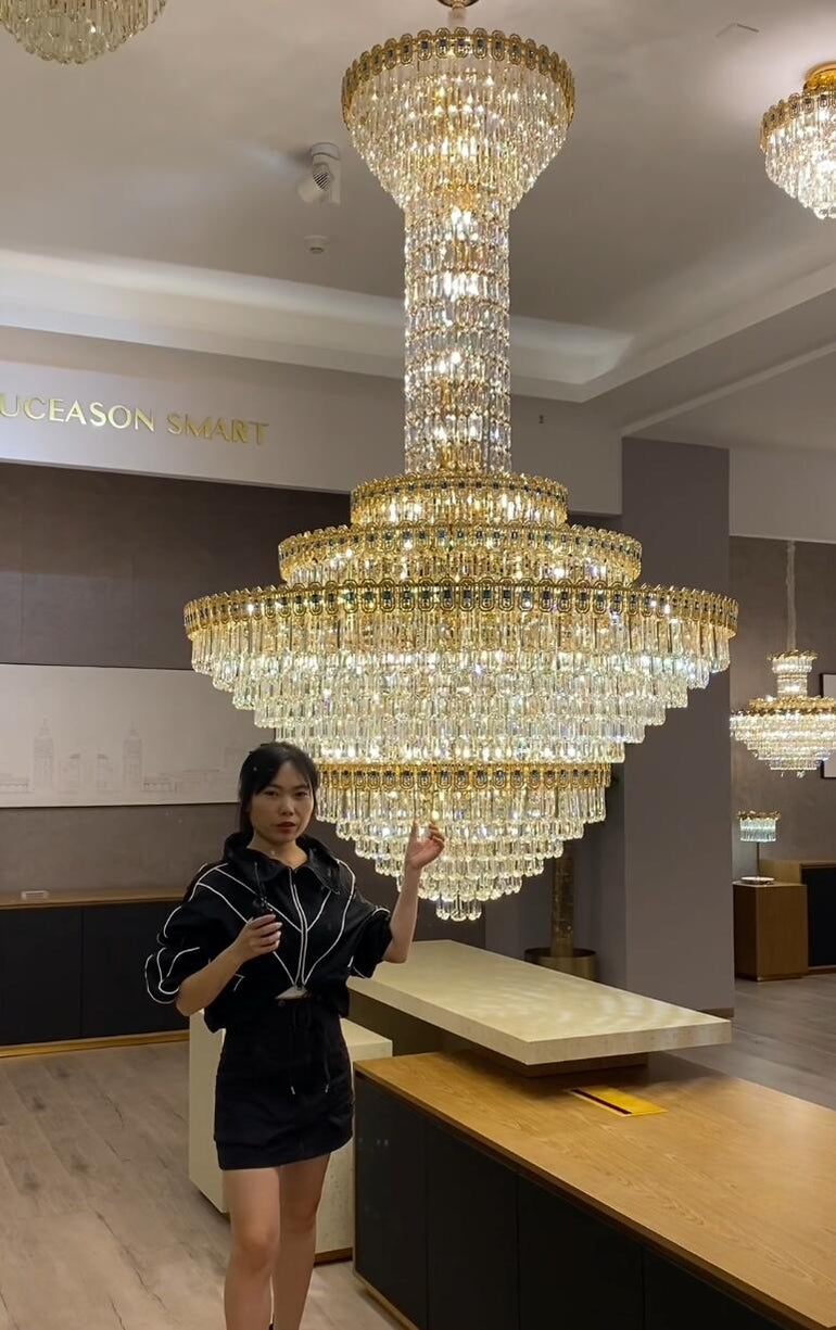 Luxury Extra Large Conical Funnel Crystal Chandelier with Sapphire for ...