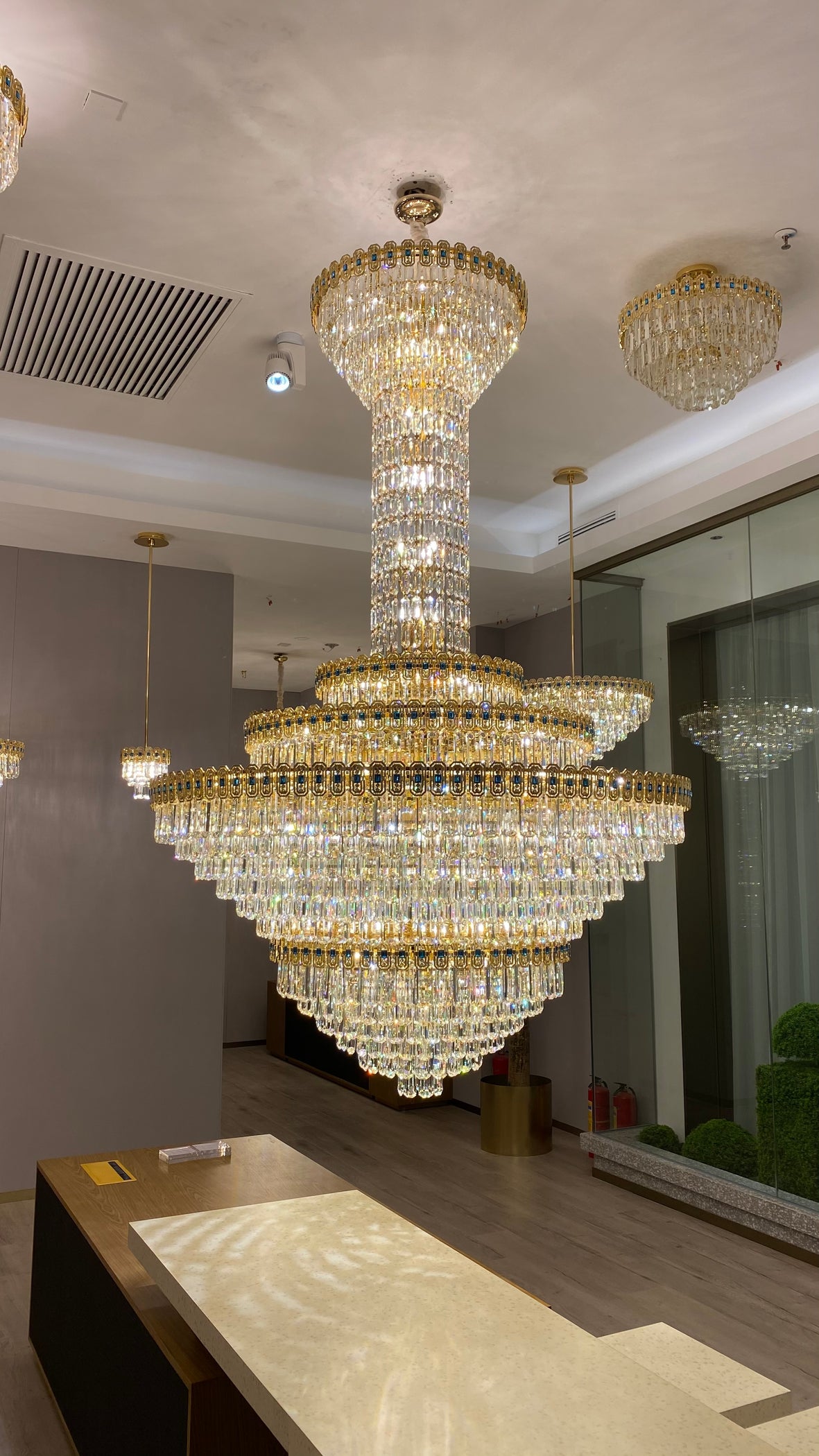 Luxury Extra Large Conical Funnel Crystal Chandelier with Sapphire for ...