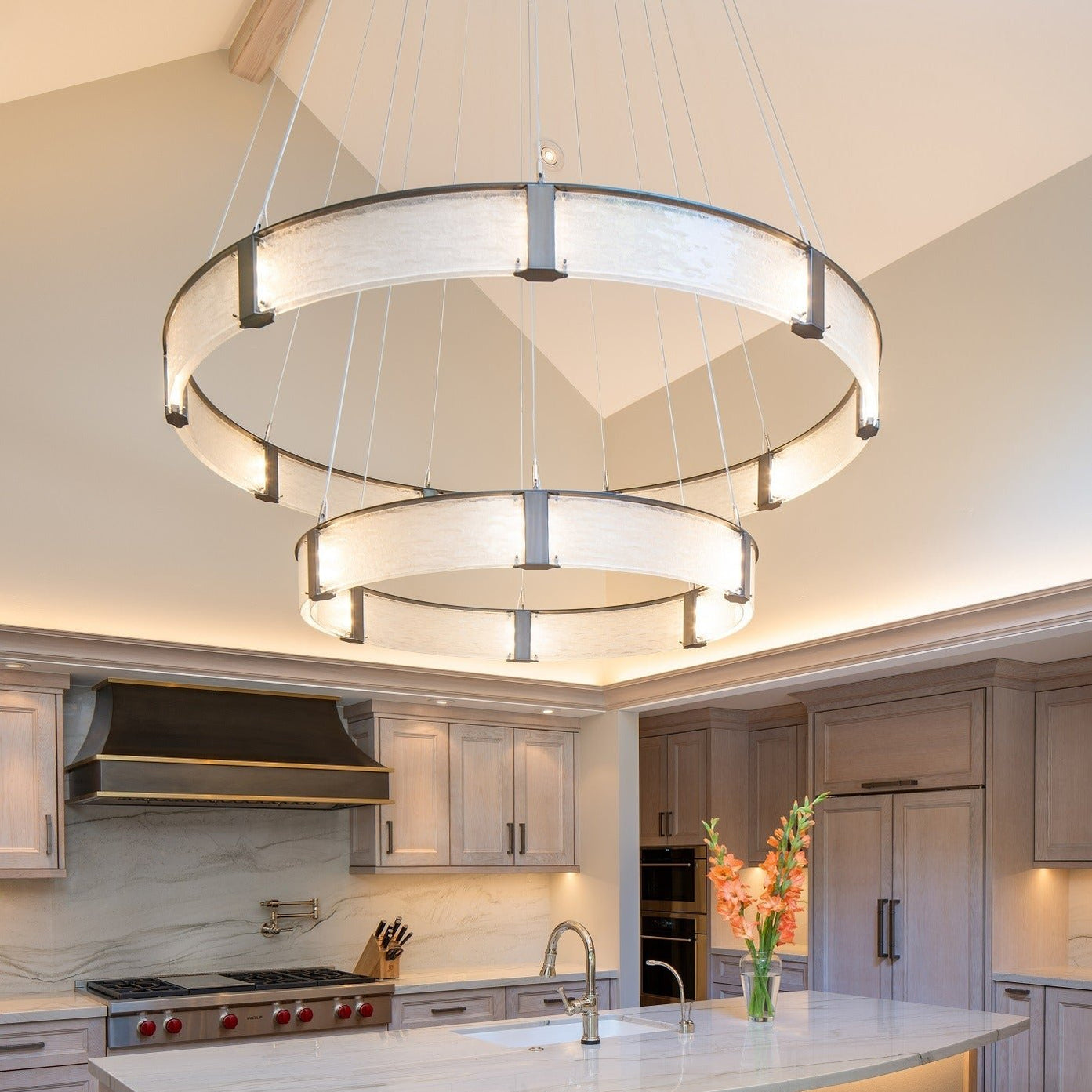 Modern Light Luxury Two-tier Glass Ring Chandelier — Lyfairs