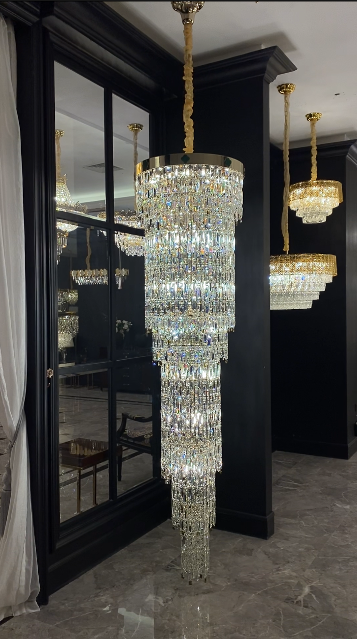 Luxury Modern Round Multi-layers Crystal Chandelier with Four Leaf Clo ...
