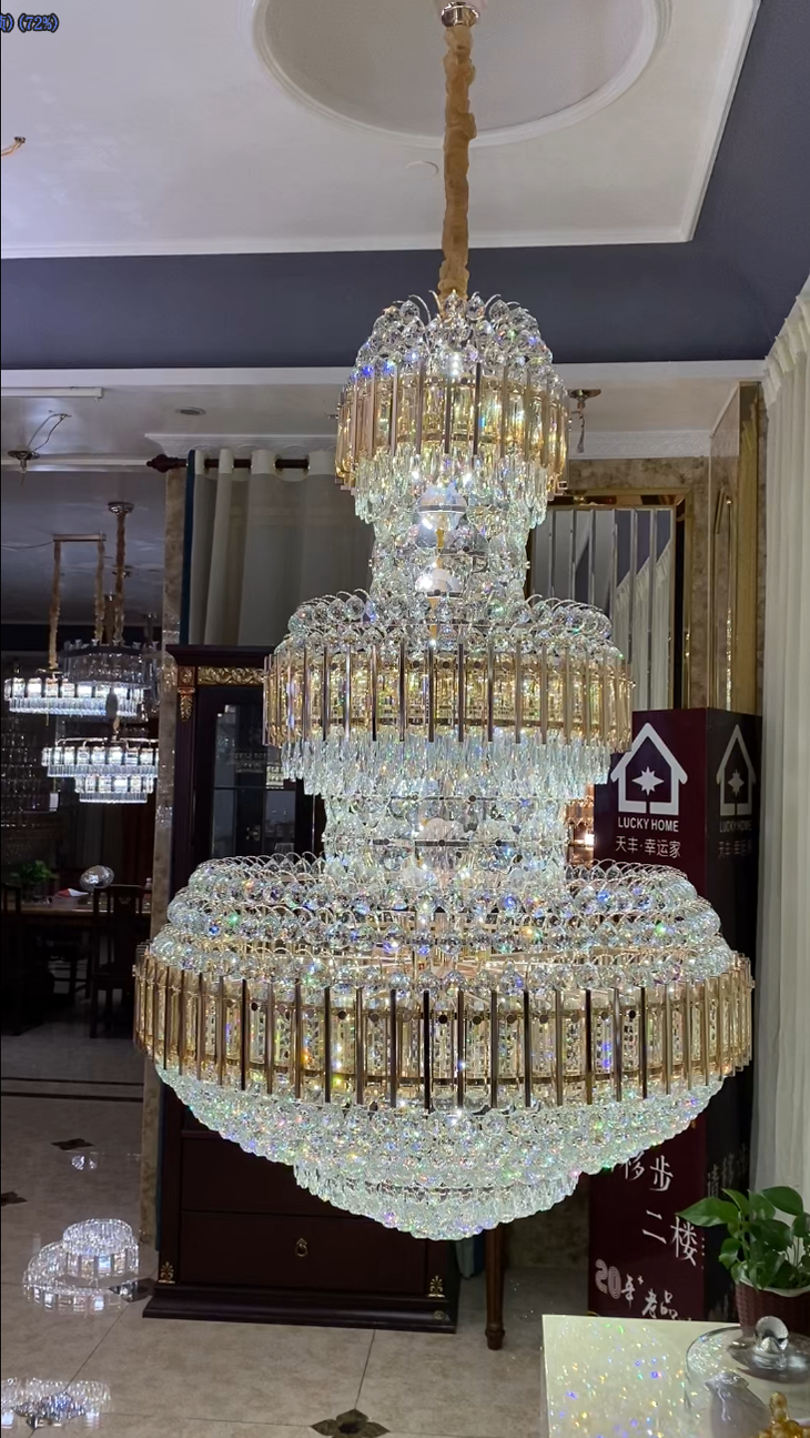 Extra Large Luxury 3-layers Crystal Chandelier For Large Foyer/Hallway ...