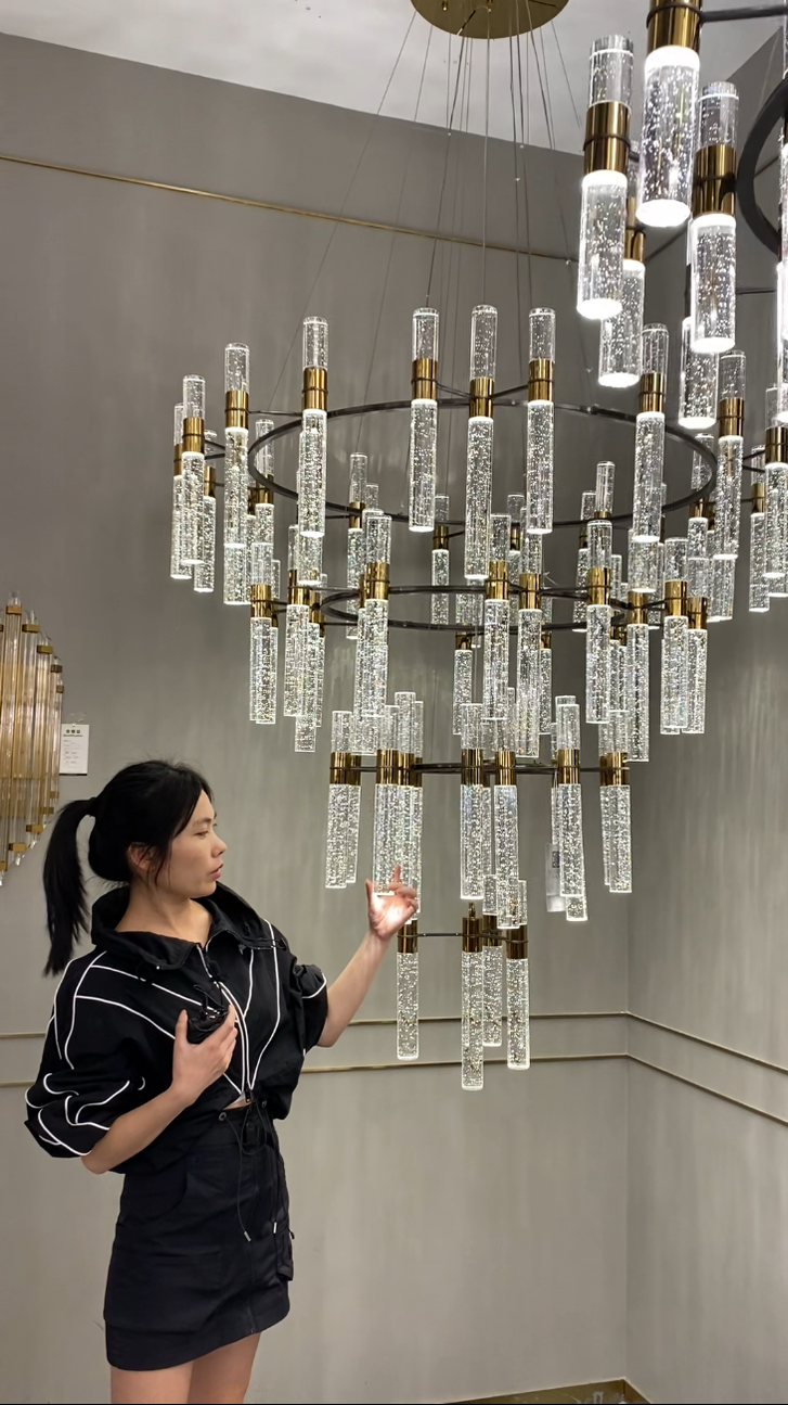 Oversized Modern Luxury 4-tiered Bubble Crystal Icicle Chandelier for ...