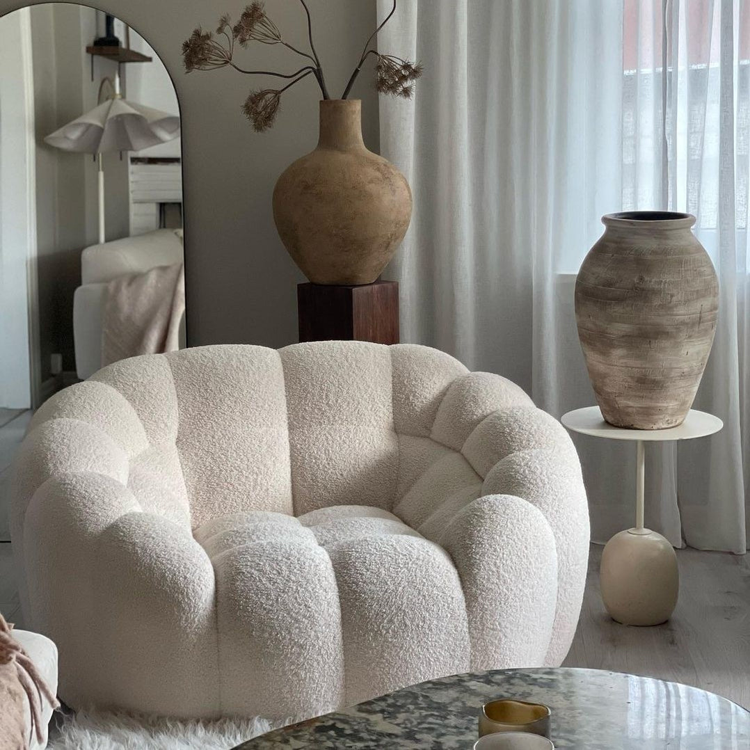 Fleece White Big Pumpkin Loveseat Sofa Chair — Lyfairs