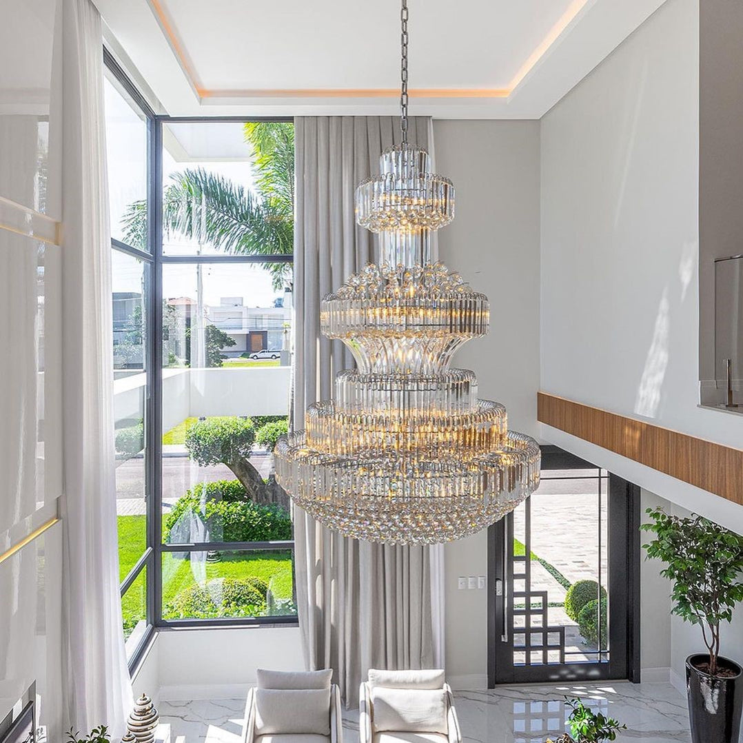 Oversized D98.4"*H137.8" Modern Gold Foyer Extra Large Crystal ...