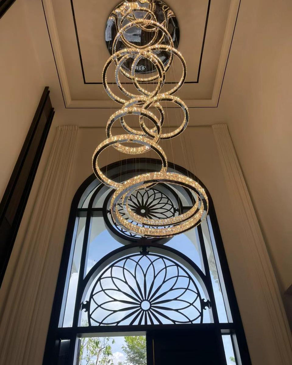 Modern Layered Ring Crystal Chandelier for High Ceiling/Living Room /F ...