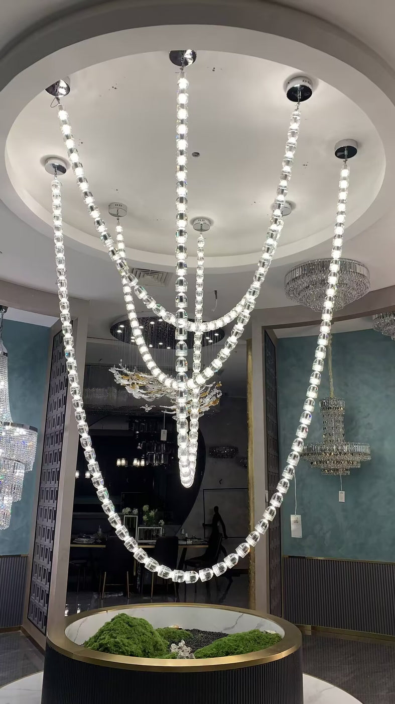 Modern Crystal Bullet Necklace Chain Chandelier for Living Room/Stairc ...