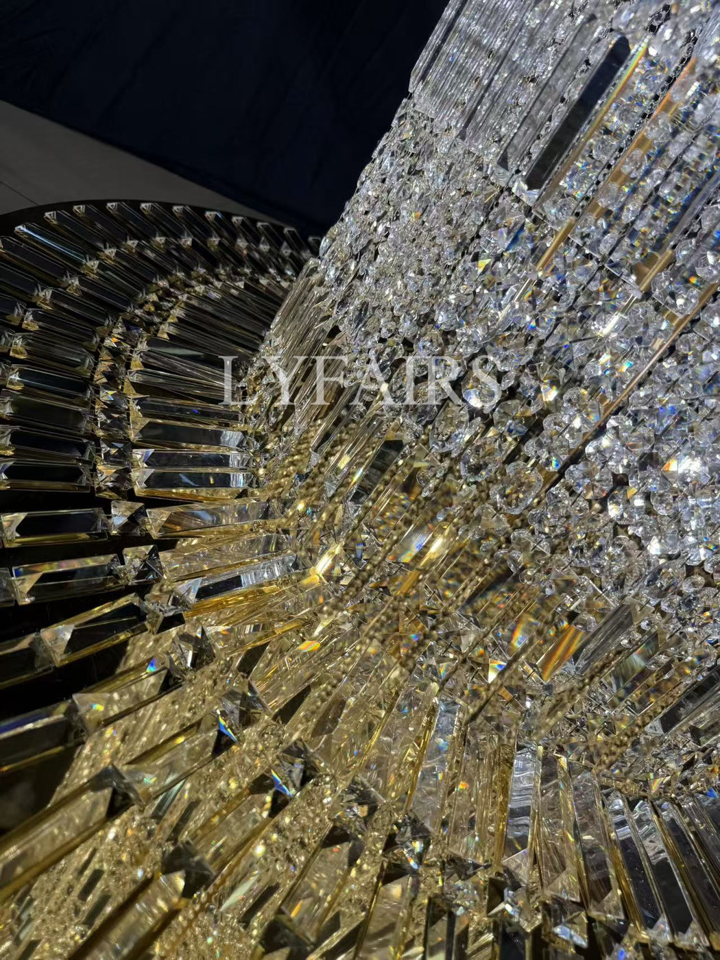 Oversized Art Designer Silver Crystal Long Ceiling Column Waterfall Ch ...