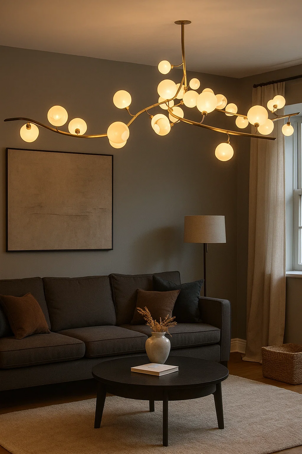 Modern Hand-blown Glass Globes Branch Chandelier for Living/Dining Roo ...