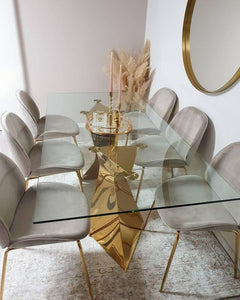 Luxury Gold Leg Glass Dining Room Table — Lyfairs