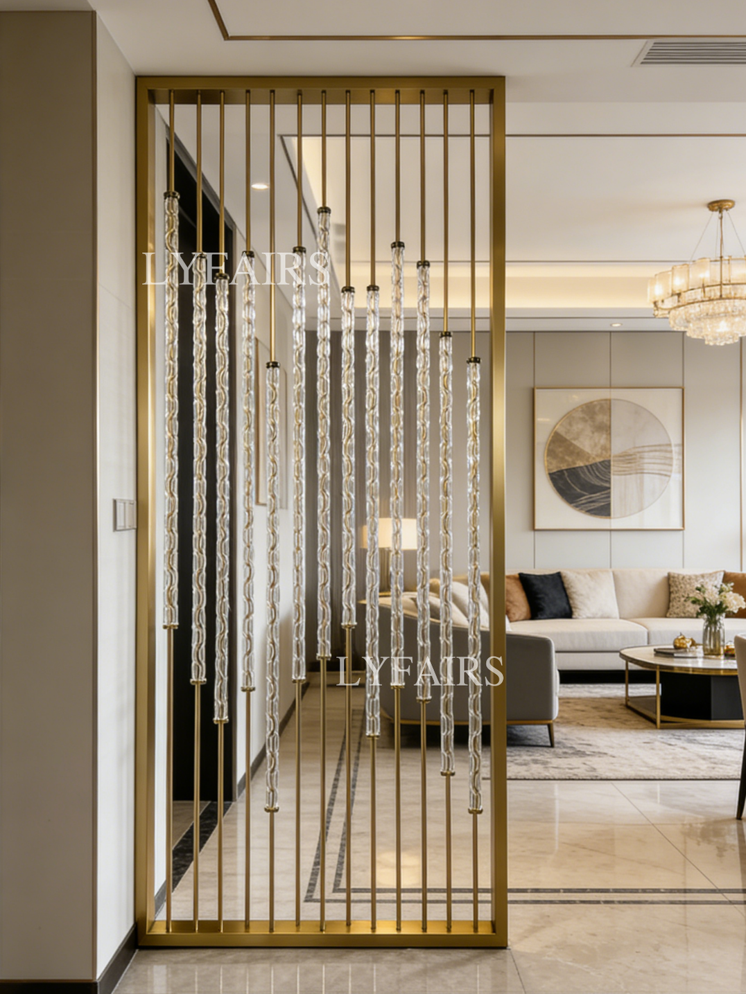 Contemporary Vertical Glass Rod Partition — Lyfairs