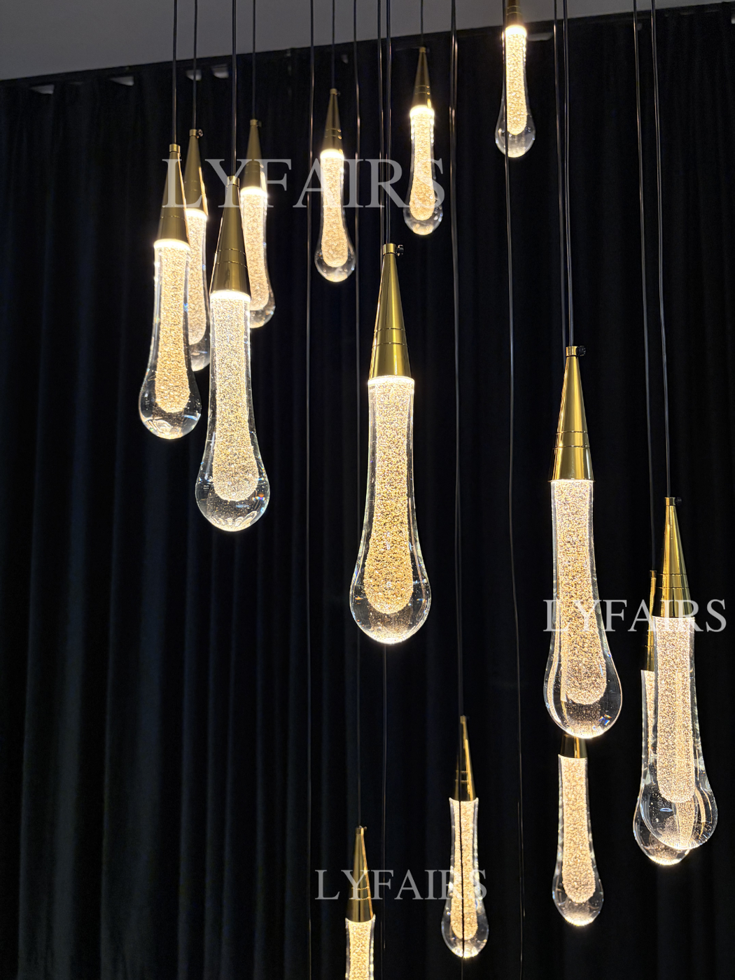 Modern Cascade Raindrop Round Spiral Crystal Chandelier for Staircase ...