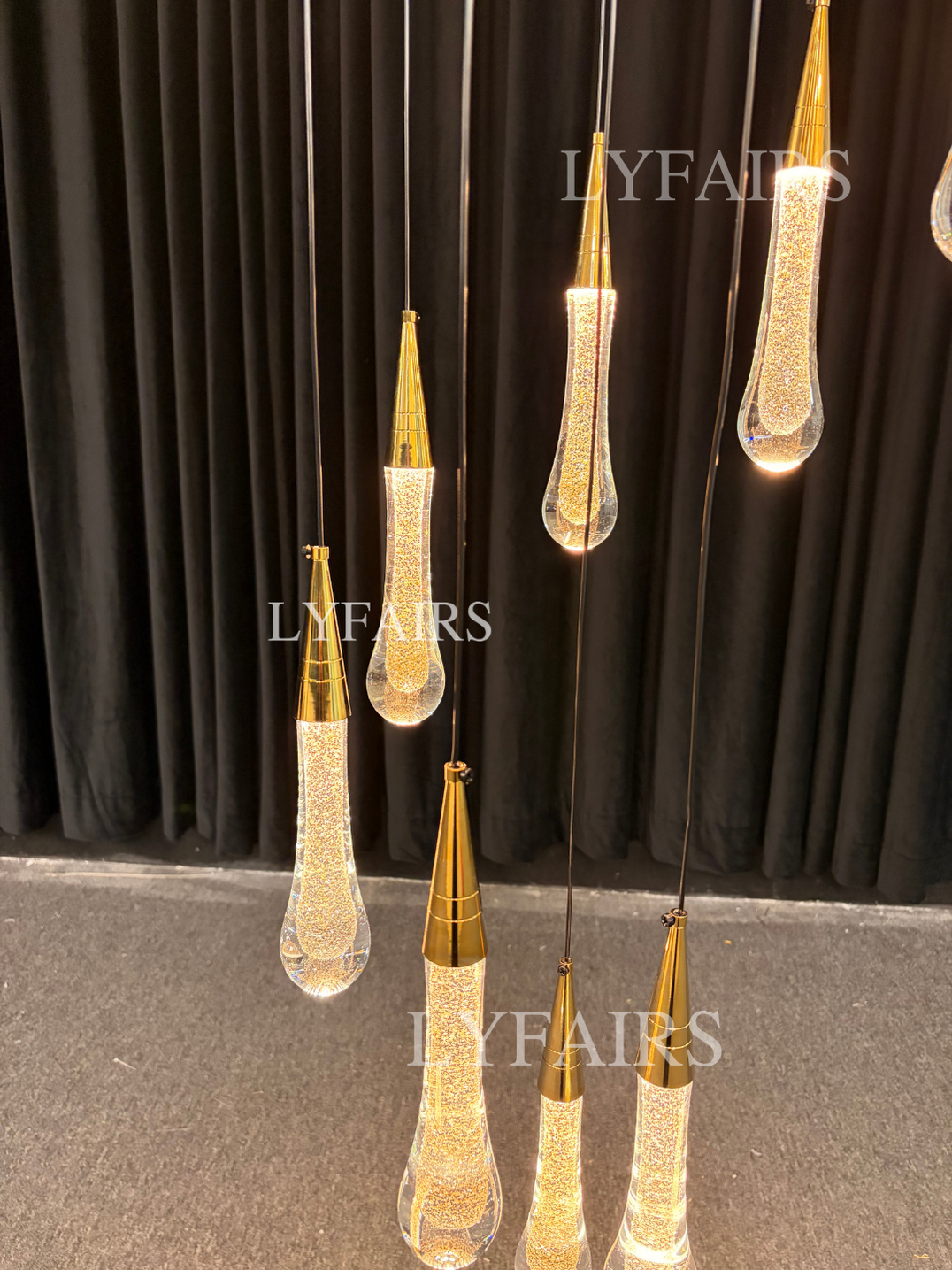 Modern Cascade Raindrop Round Spiral Crystal Chandelier for Staircase ...