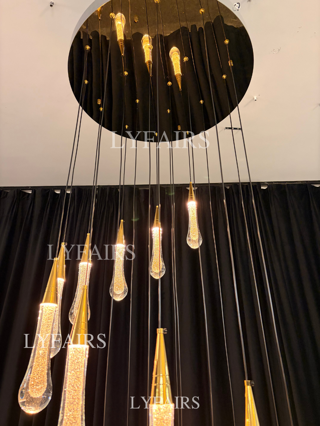 Modern Cascade Raindrop Round Spiral Crystal Chandelier for Staircase ...
