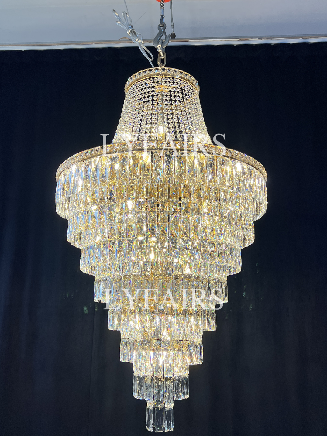 Magnificent Extra Large Foyer Hall Chandelier Tiered Crystal Ceiling L ...