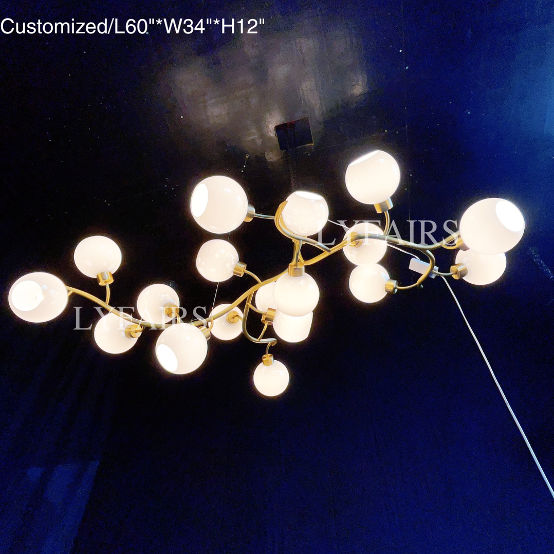 Modern Hand-blown Glass Globes Branch Chandelier for Living/Dining Roo ...