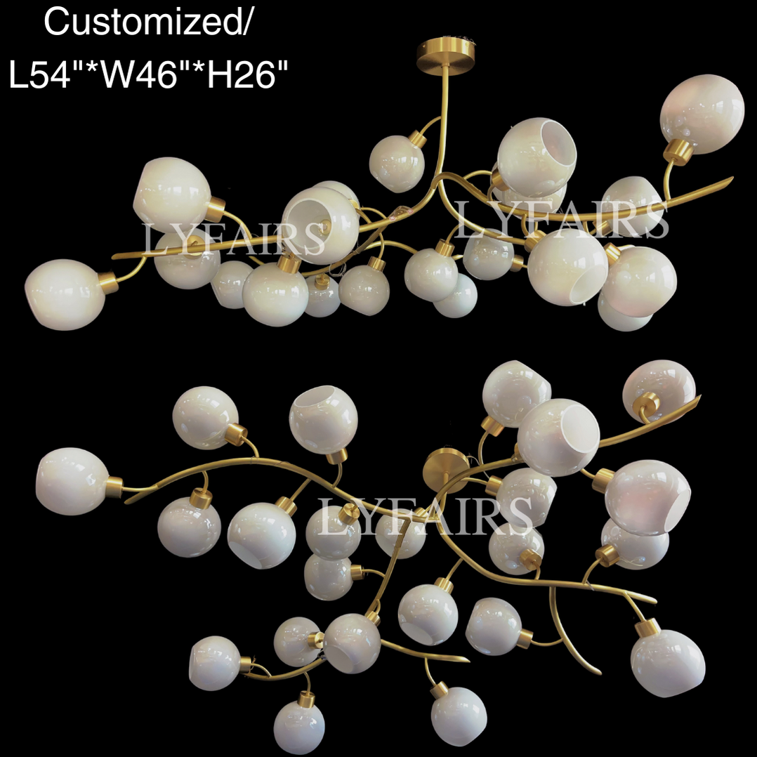 Modern Hand-blown Glass Globes Branch Chandelier for Living/Dining Roo ...
