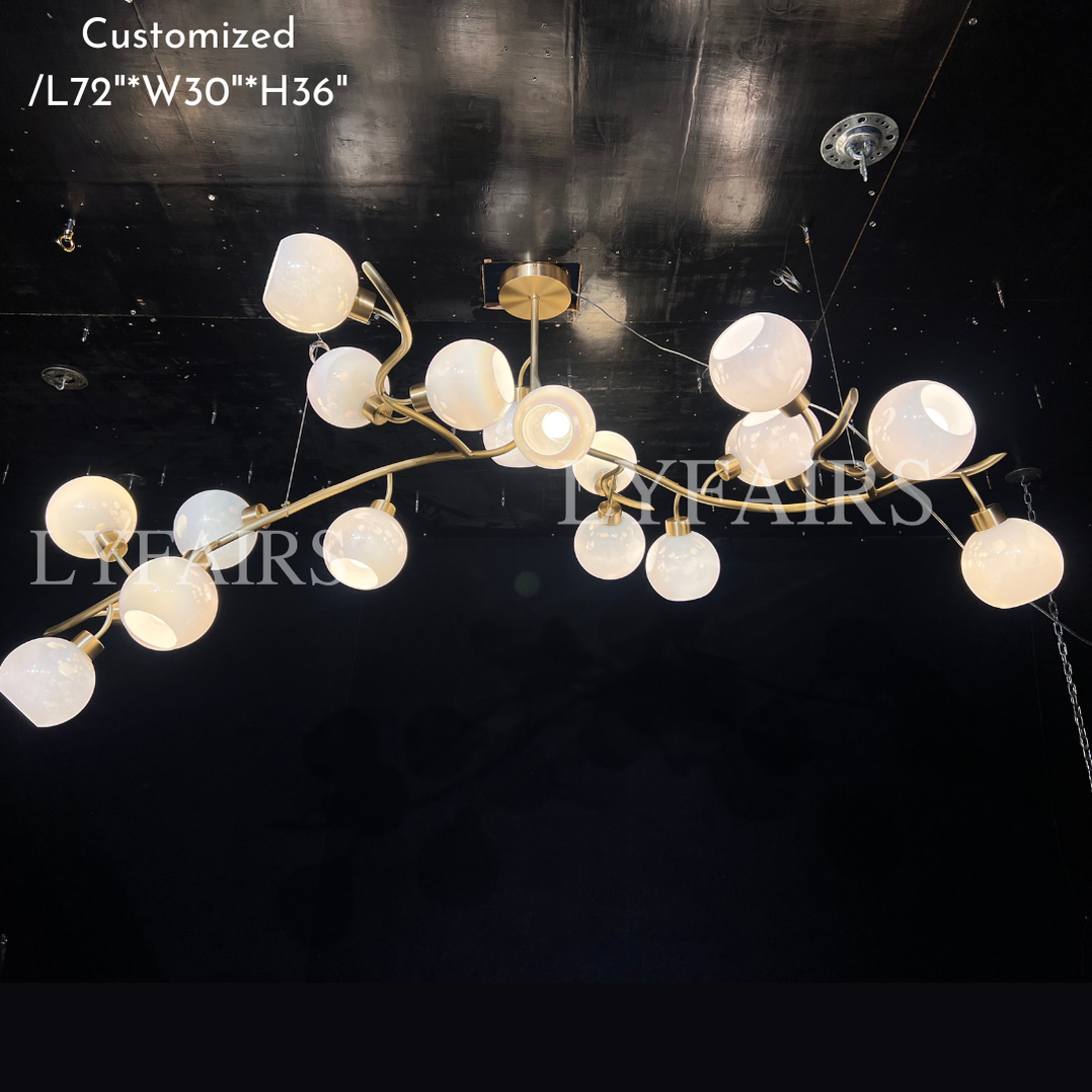 Modern Hand-blown Glass Globes Branch Chandelier for Living/Dining Roo ...