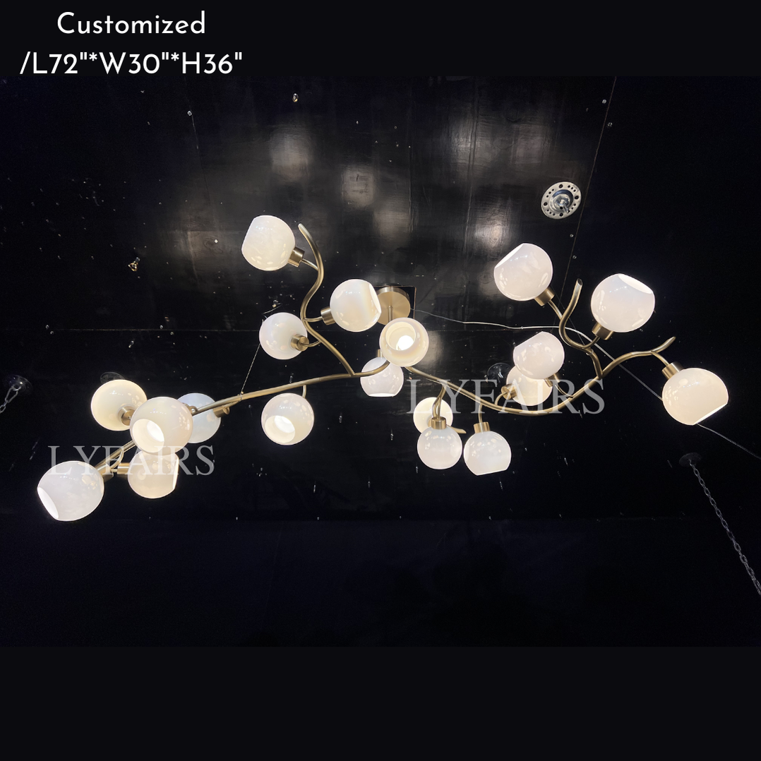 Modern Hand-blown Glass Globes Branch Chandelier for Living/Dining Roo ...